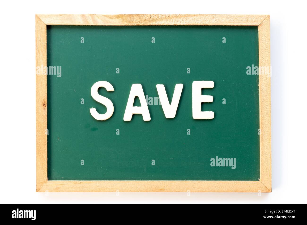 Alphabet letter in word save in blackboard on white background Stock ...