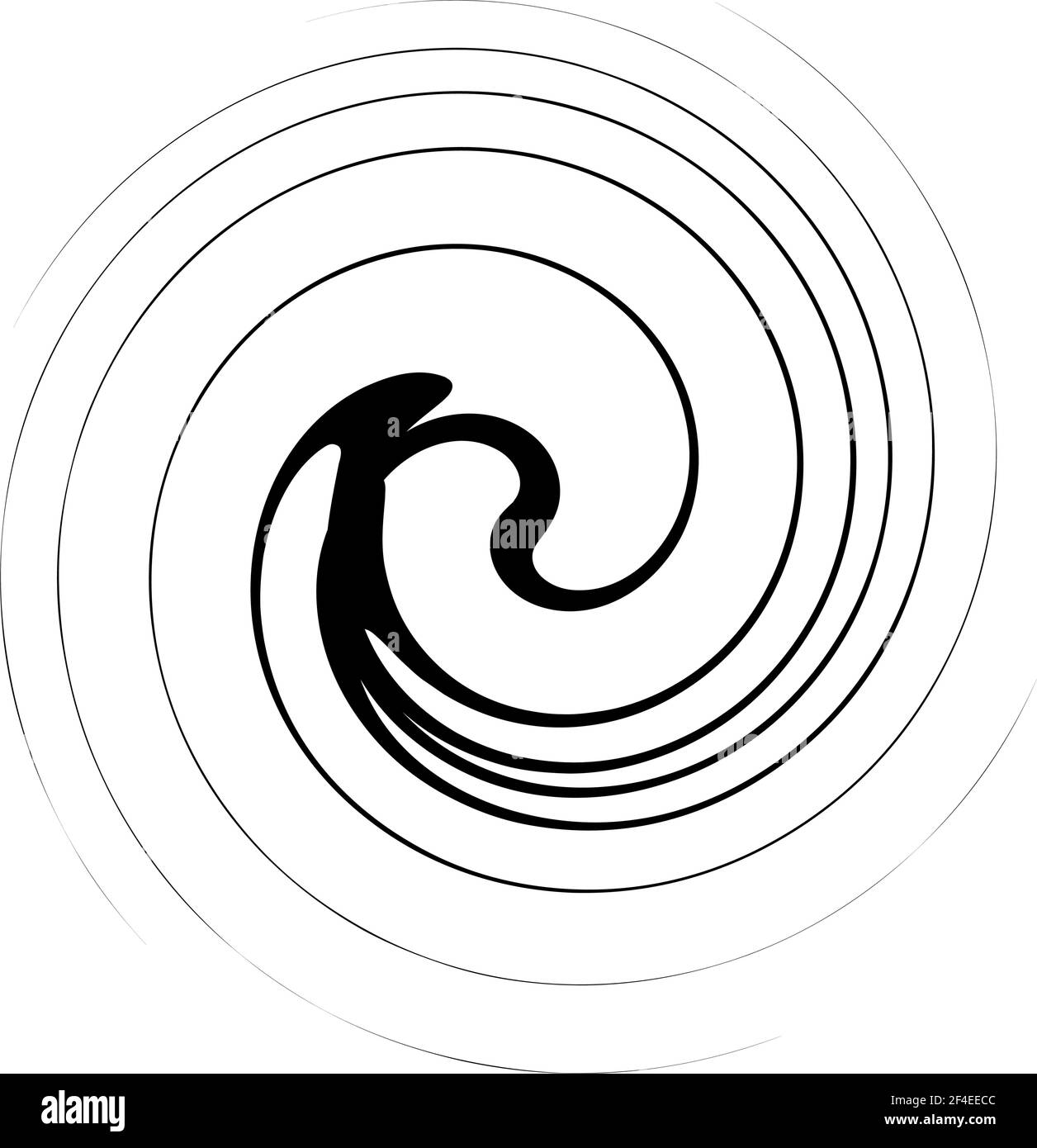 Swirl, twirl, spiral shape, element. Motif with rotation, torsion ...