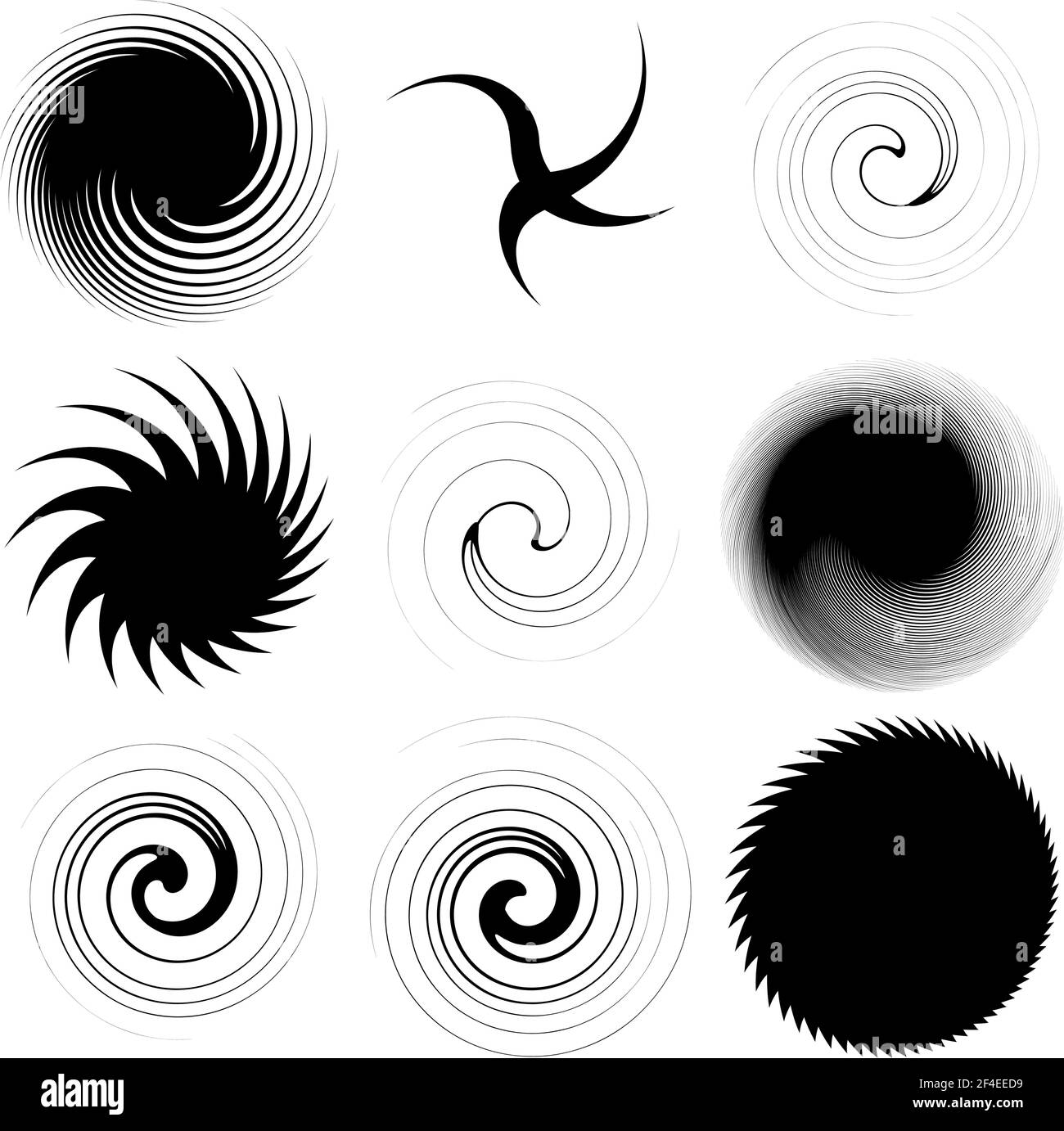 Swirl, twirl, spiral shape, element. Motif with rotation, torsion ...