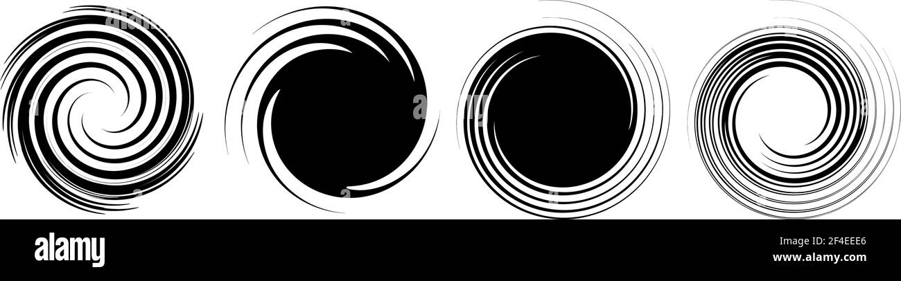 Revolved whirlpool, whirlwind design element. Radial shape with ...