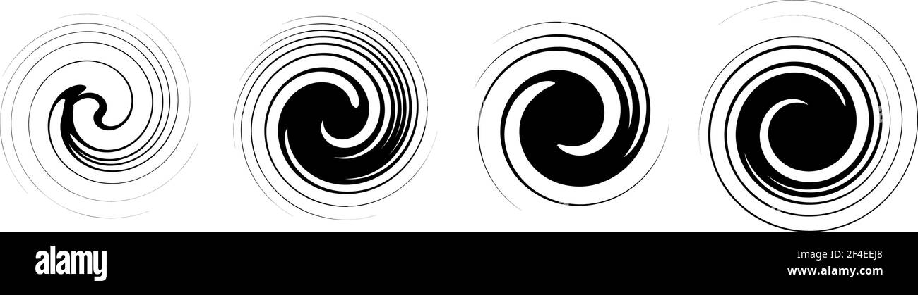 Swirl, twirl, spiral shape, element. Motif with rotation, torsion ...