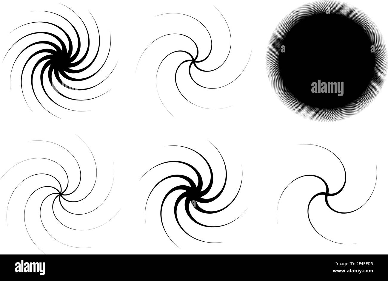 Swirl, twirl, spiral shape, element. Motif with rotation, torsion ...