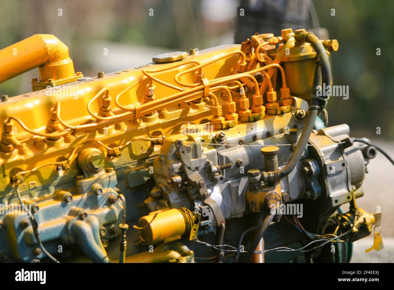 A yellow Diesel engine on a long boat in Bangkok Thailand Stock Photo ...