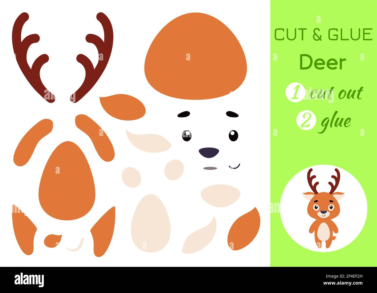 Cut and glue paper little deer. Kids crafts activity page. Educational ...