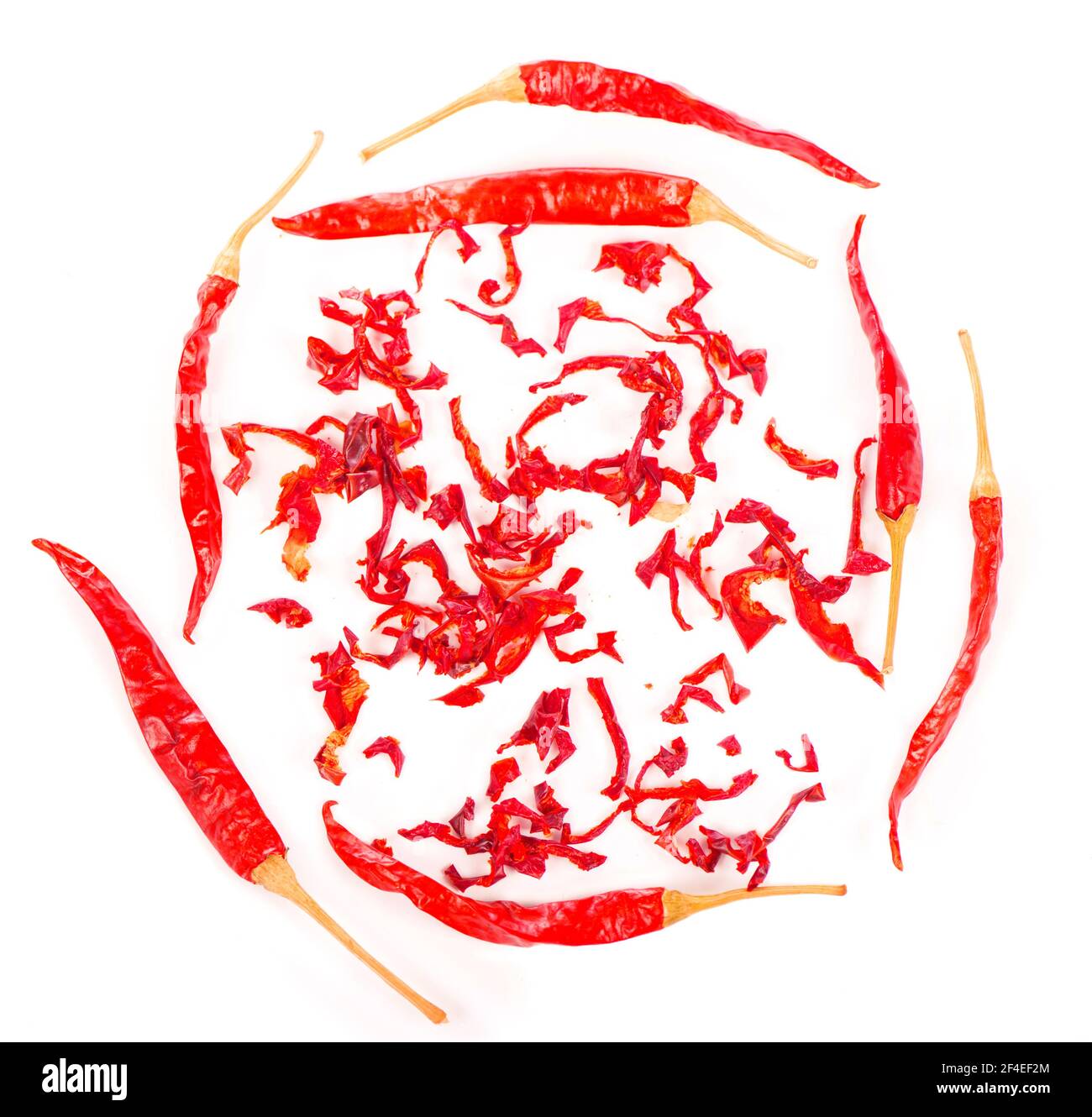 Dried red chili or chilli cayenne pepper isolated on white background ...