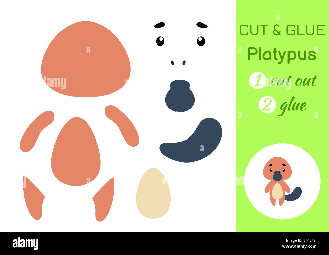 Cut and glue paper little platypus. Kids crafts activity page ...