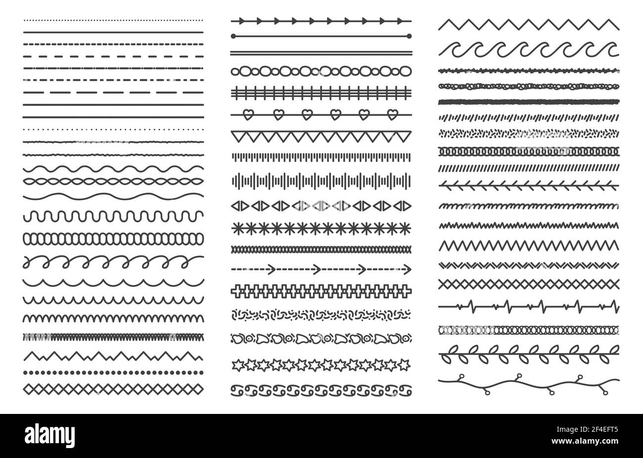 Hand drawn doodle dividers. Abstract doodle lines, decorative pencil ...