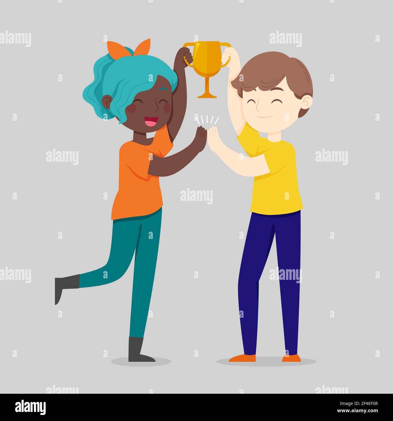 Flat-hand drawn people celebrating an achievement illustration Vector ...