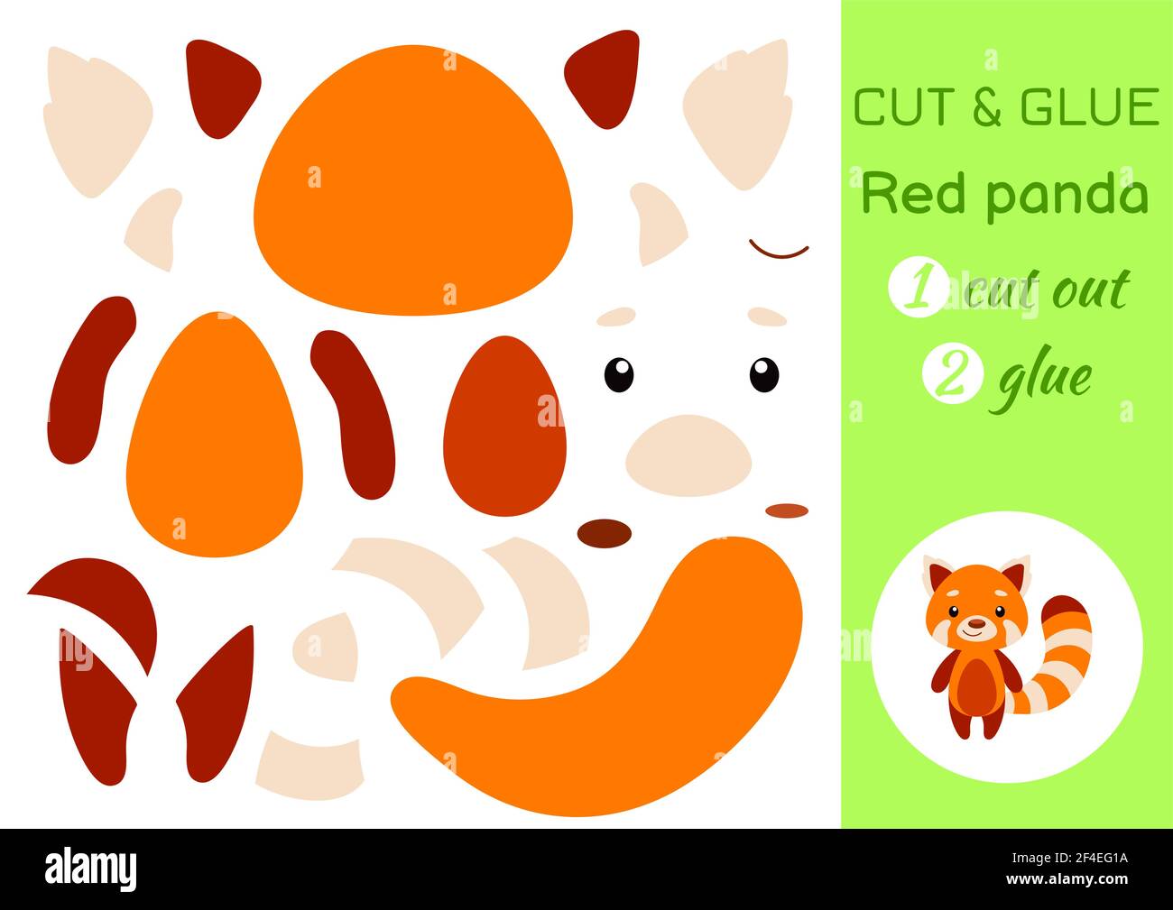 Cut and glue paper little red panda. Kids crafts activity page ...