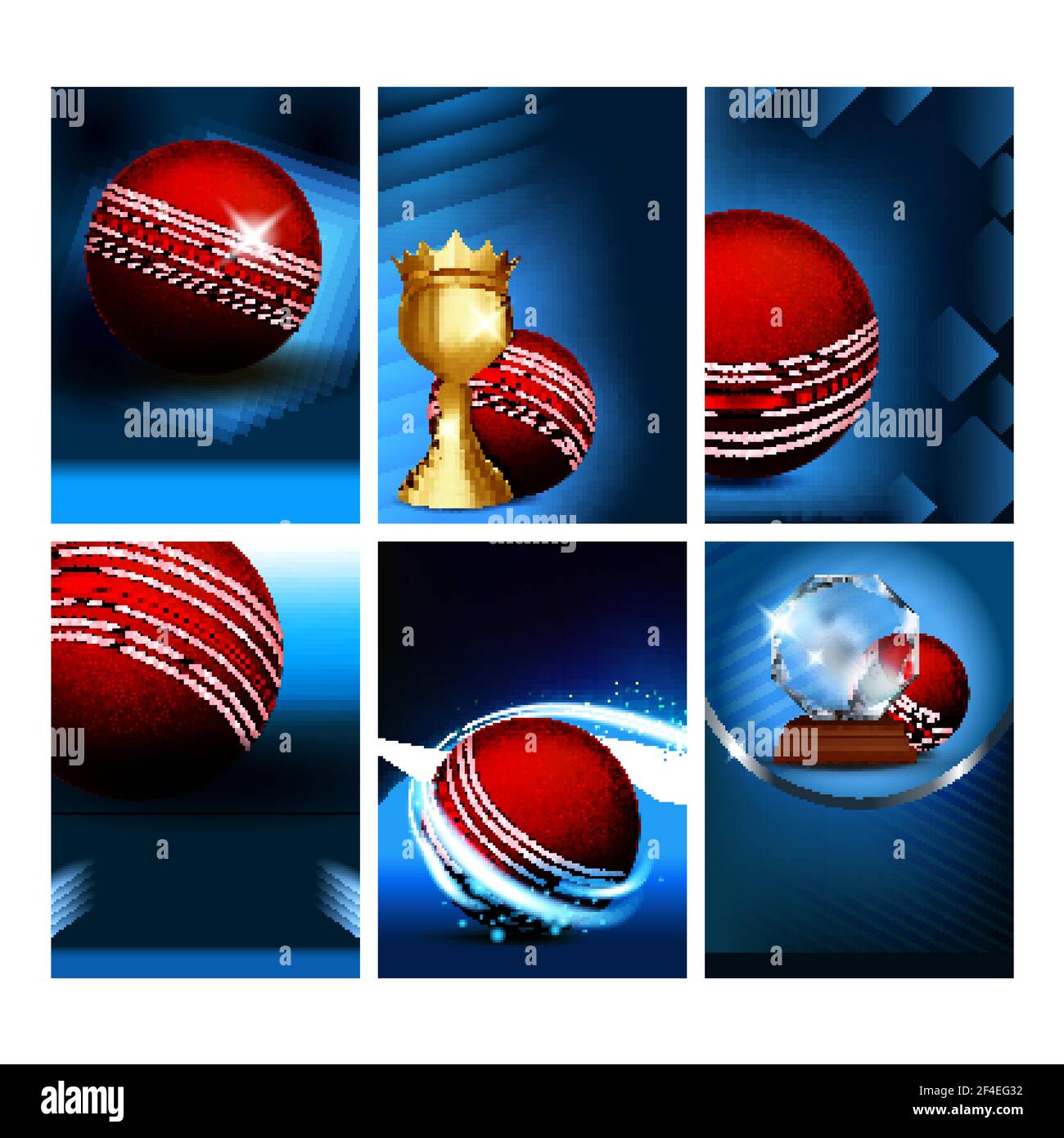 Cricket Team Sportive Game Posters Set Vector Stock Vector Image & Art ...
