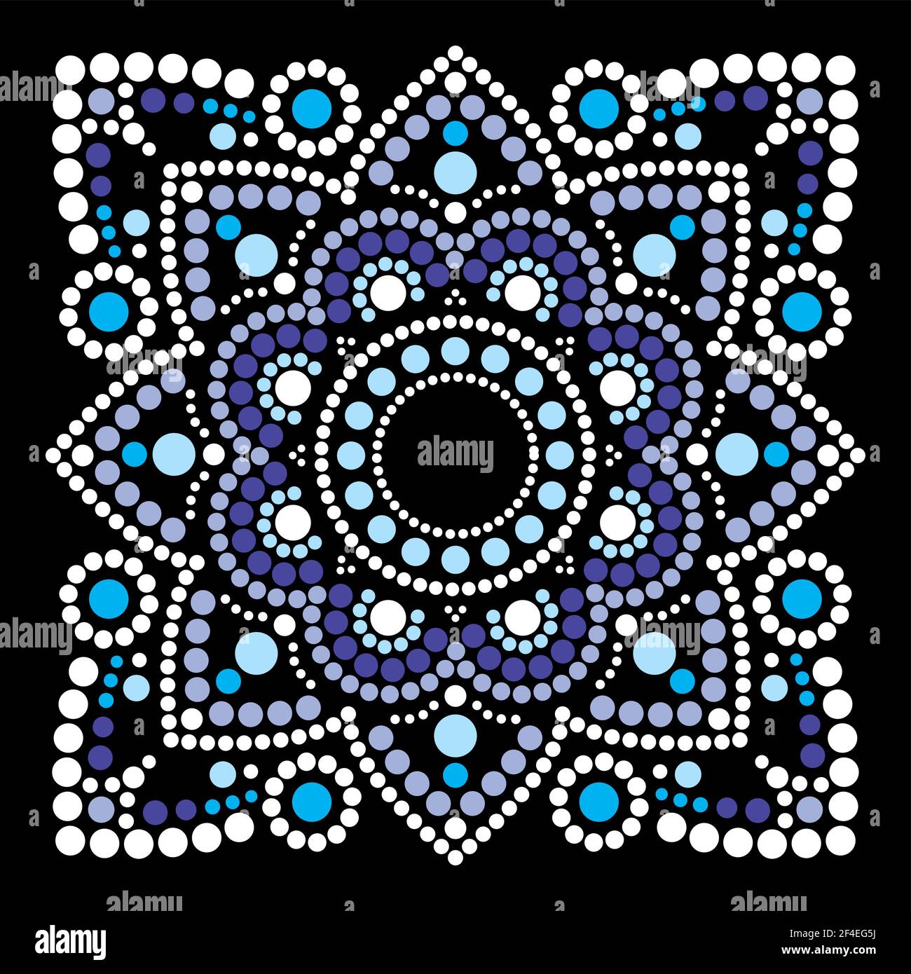 Dot art vector ethnic mandala in square, traditional indigenous ...