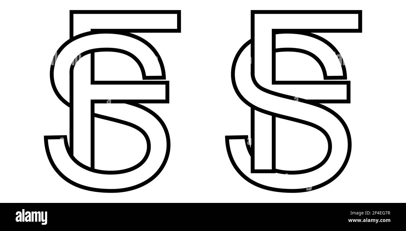 Logo sign fs and sf icon sign interlaced letters s, F vector logo sf ...