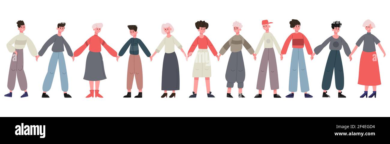 Friends standing together. Group of happy friends holding hands ...