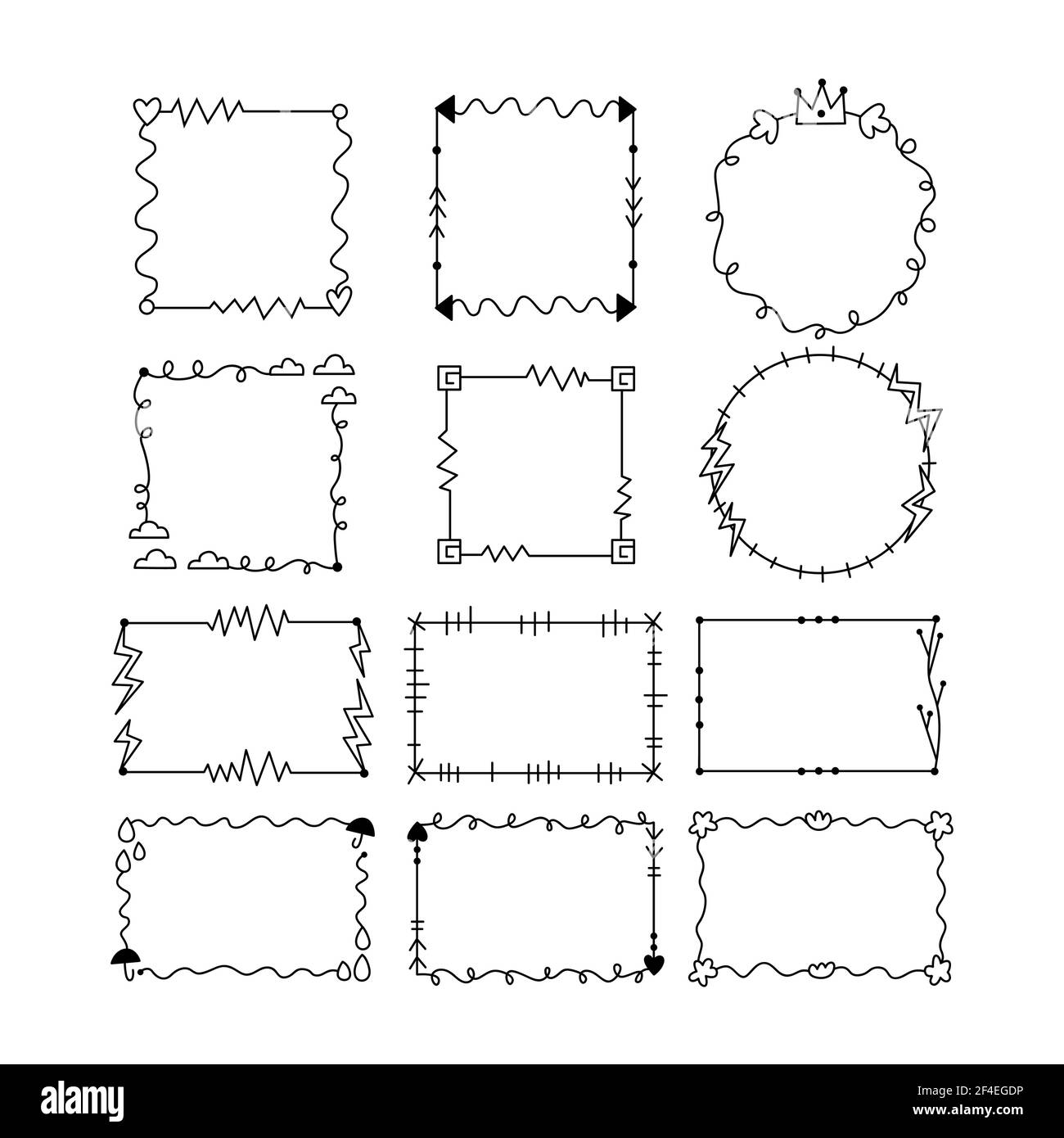 Pack of ornate beauty frames hand drawn Vector illustration Stock ...