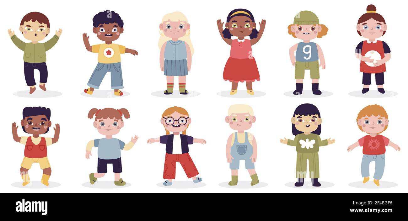 Multicultural happy kids. School girls and boys group, diverse kids ...