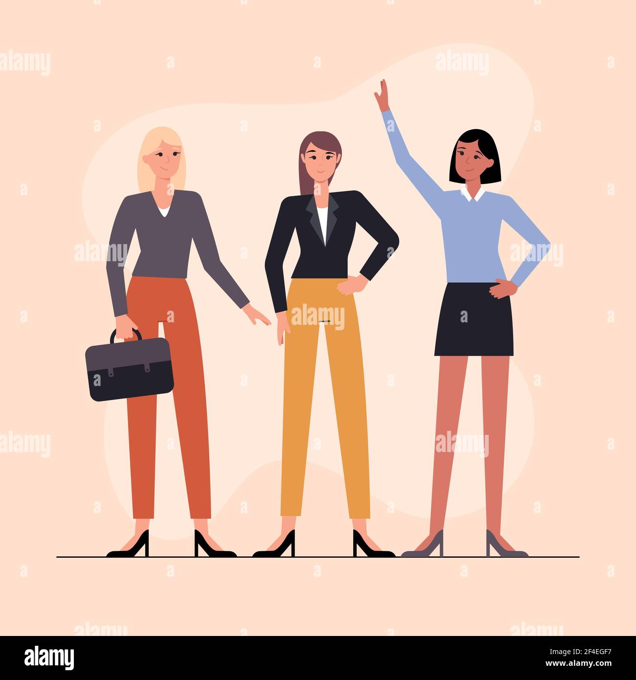 Flat-hand drawn confident female entrepreneurs illustration Vector ...