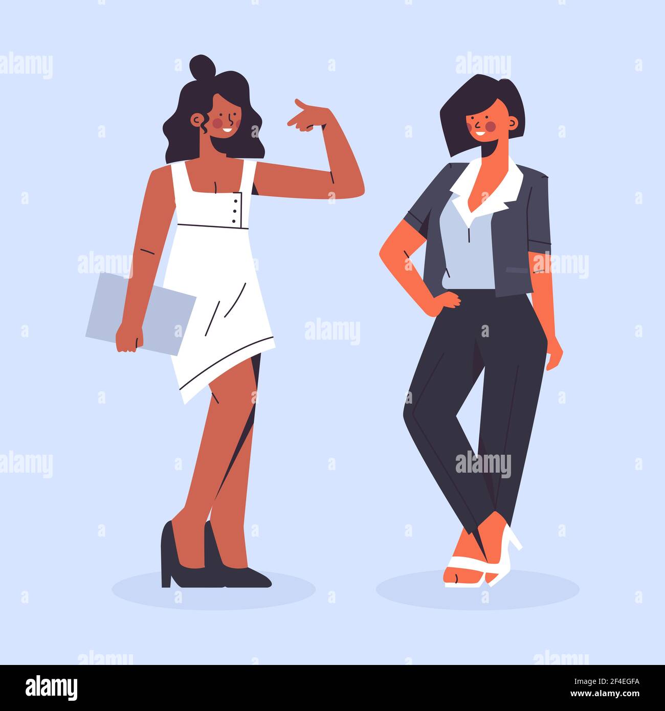Flat-hand drawn confident female entrepreneurs illustration Vector ...