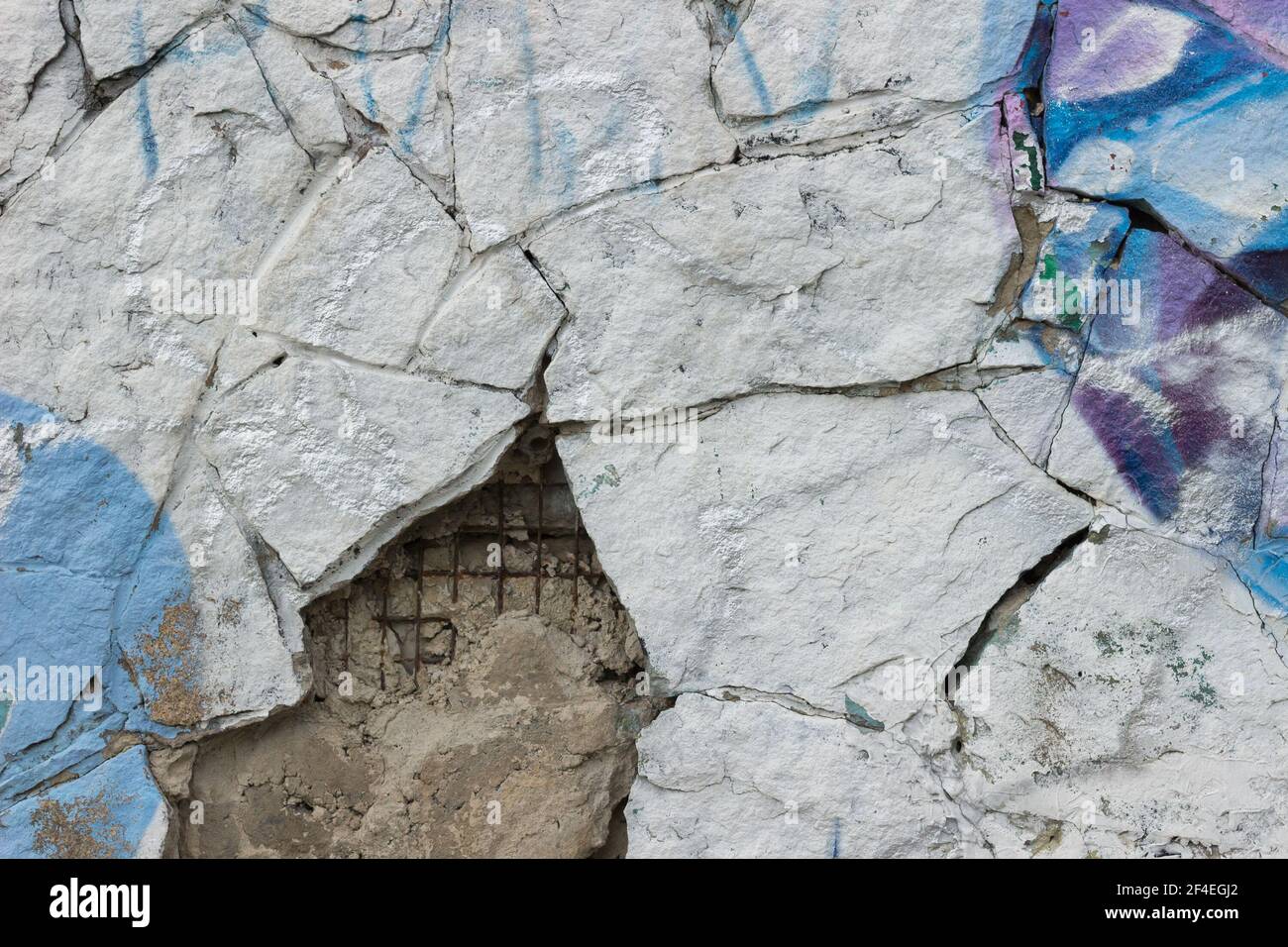 The texture of the old cracked wall with a color pattern Stock Photo ...