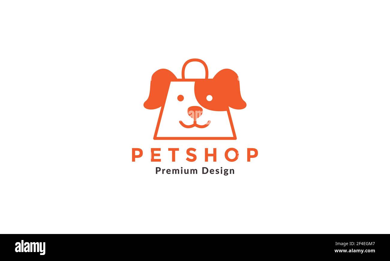 shopping bag with dog petshop logo vector symbol icon design ...