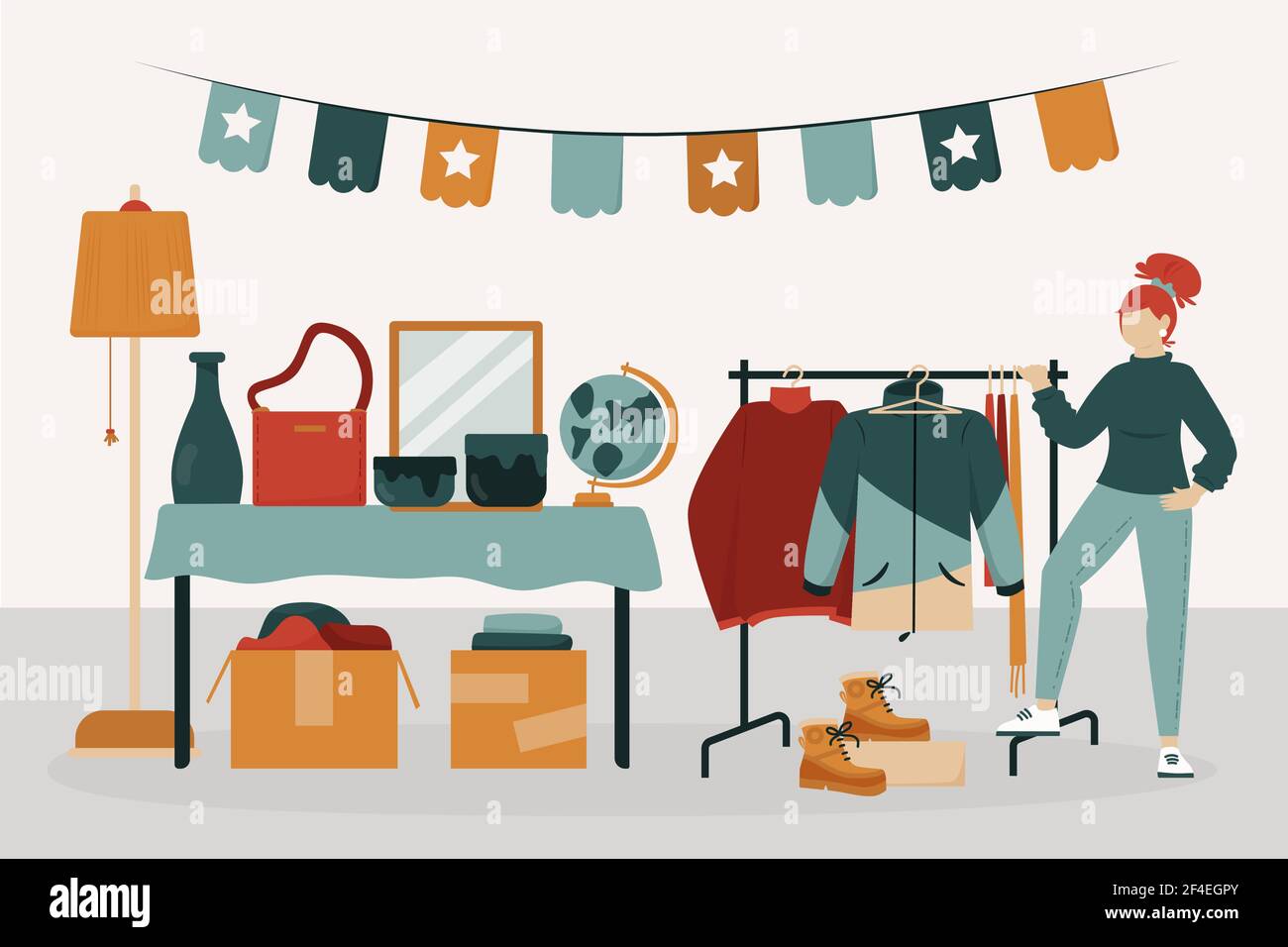 Flea market stand Stock Vector Images - Alamy