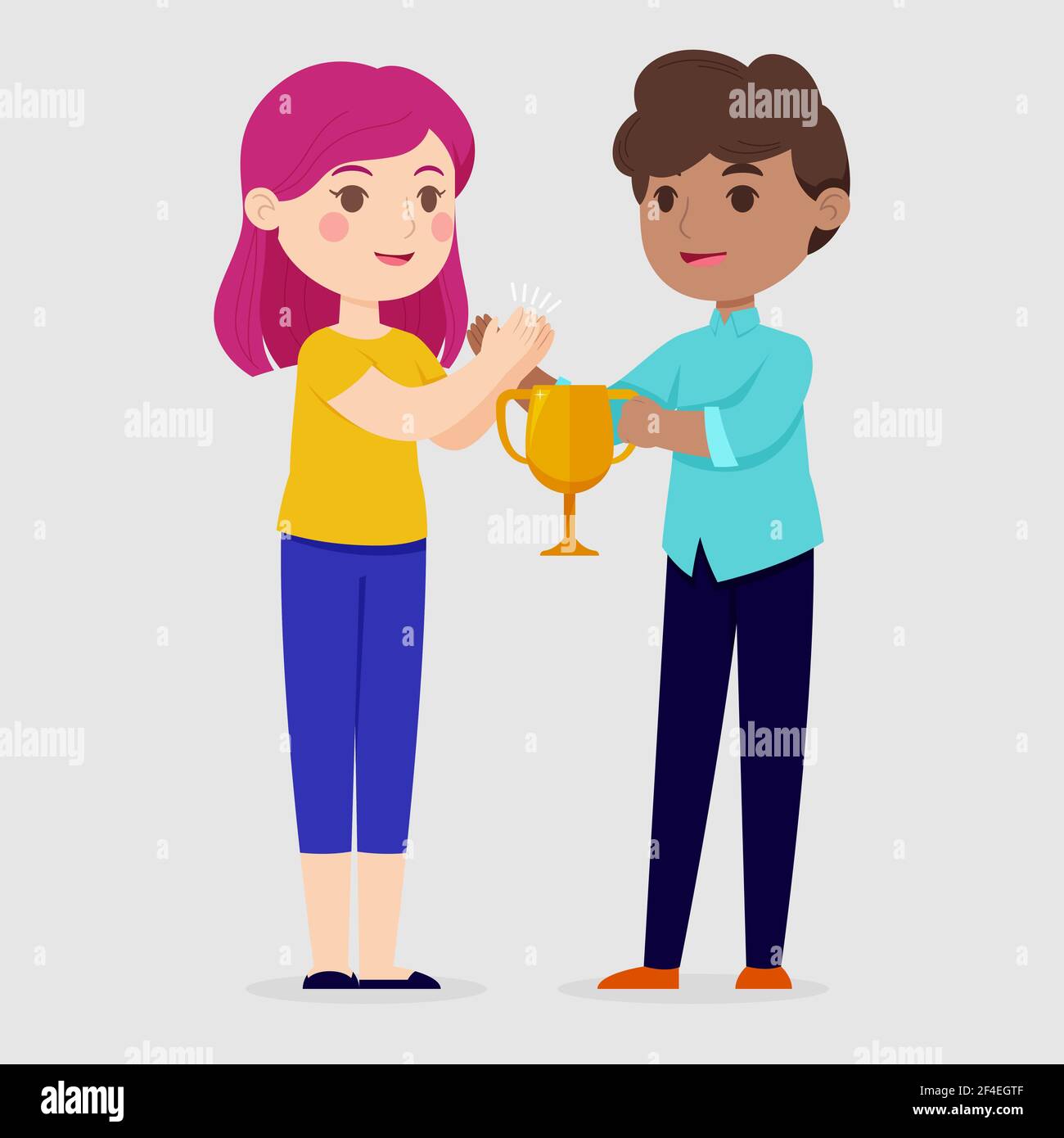 Flat-hand drawn people celebrating an achievement illustration Vector ...