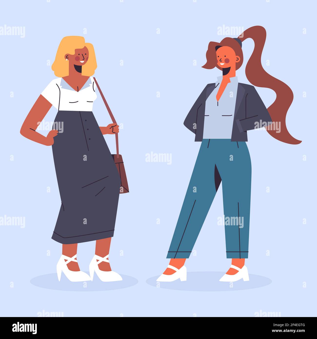 Flat-hand drawn confident female entrepreneurs illustration Vector ...