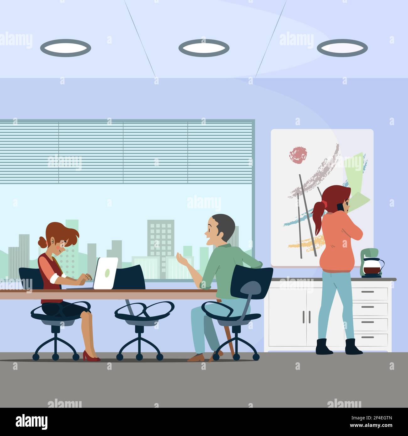 People working in coworking space Vector illustration Stock Vector ...