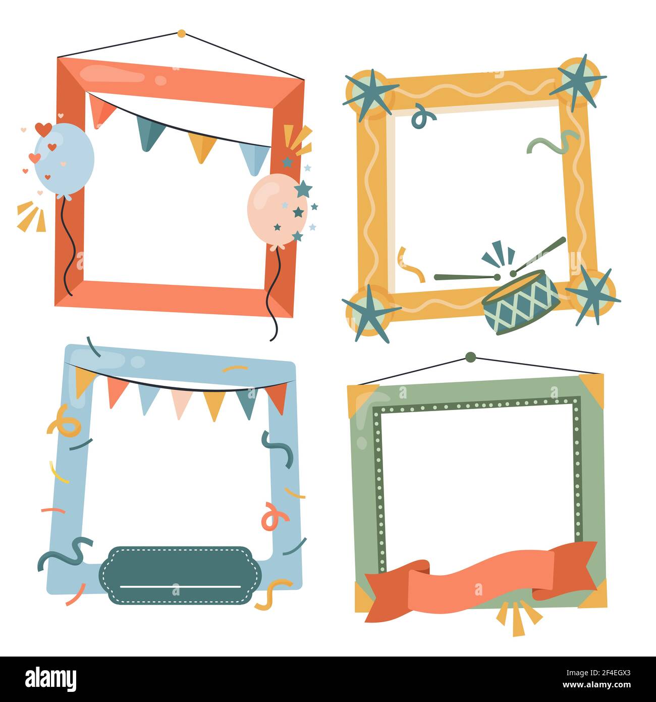 Hand drawn birthday collage frame collection Vector illustration Stock ...