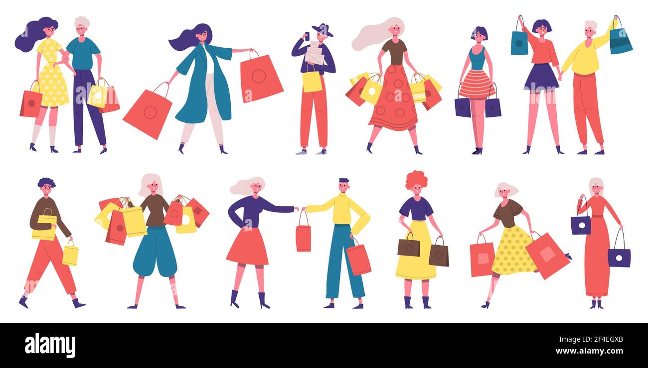 Shopaholic man bags Stock Vector Images - Alamy