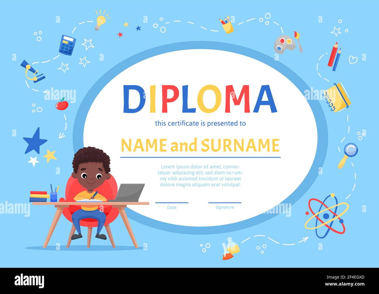 Online certificate children diploma for kindergarten or Elementary ...