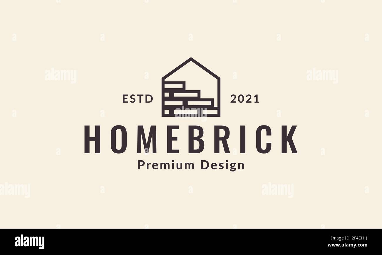 lines simple home with brick logo vector symbol icon design ...