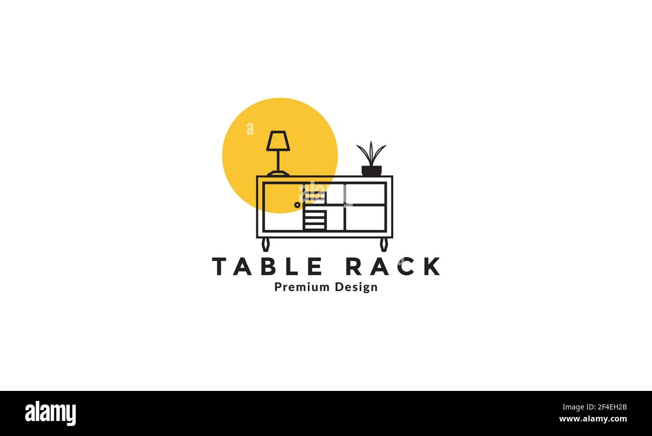 minimalist table decoration furniture line logo vector symbol icon ...