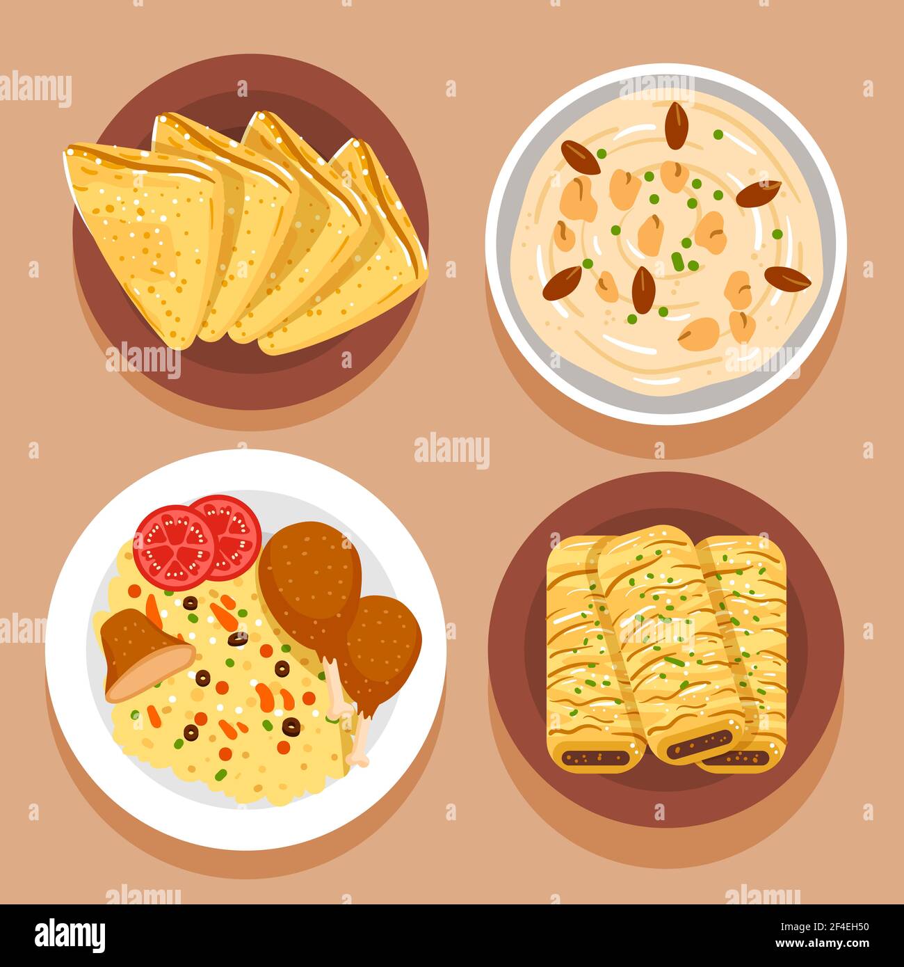 Hand drawn iftar meal elements Vector illustration Stock Vector Image ...