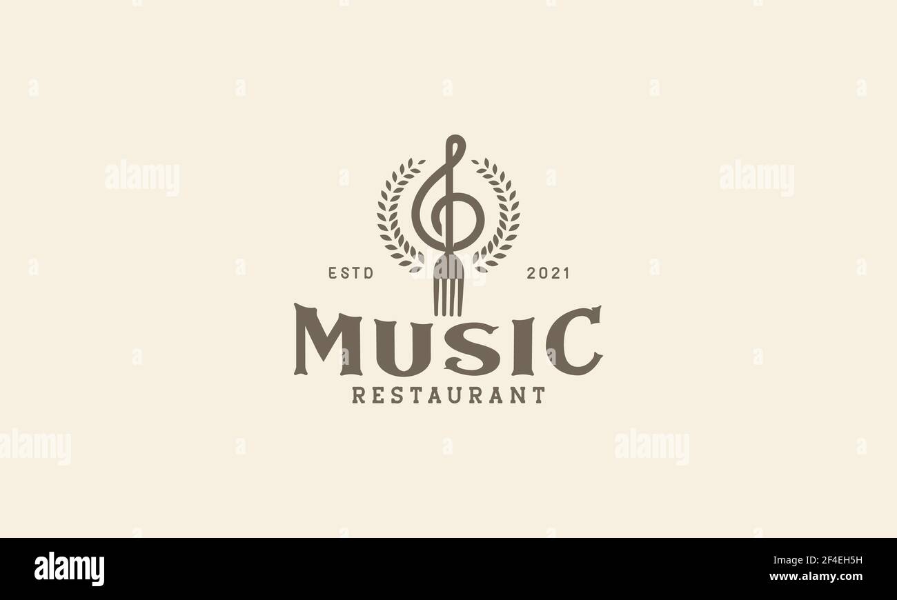 musical note with fork restaurant logo vector symbol icon design ...