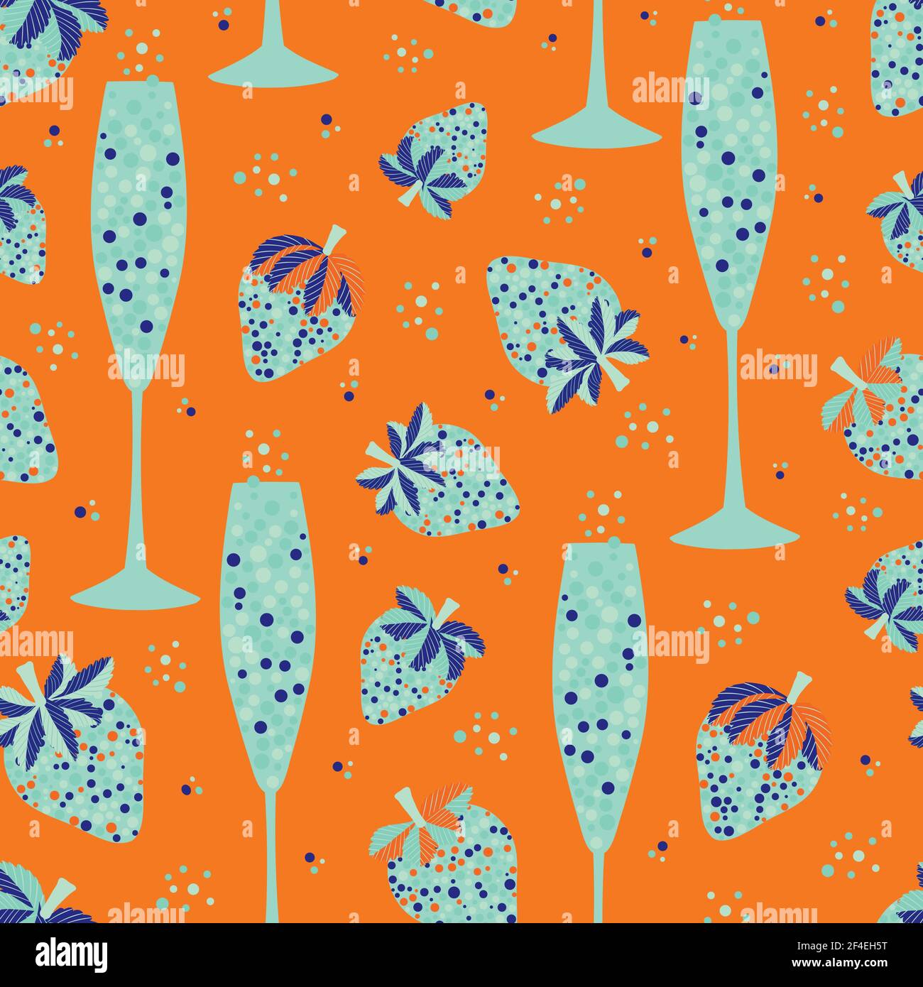 Abstract champagne and strawberry vector seamless pattern background ...