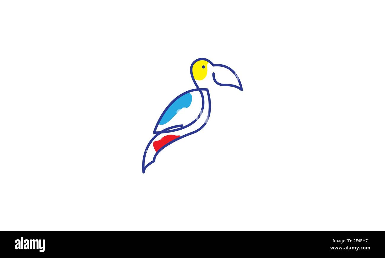 lines art abstract colorful bird big beak logo vector symbol icon ...