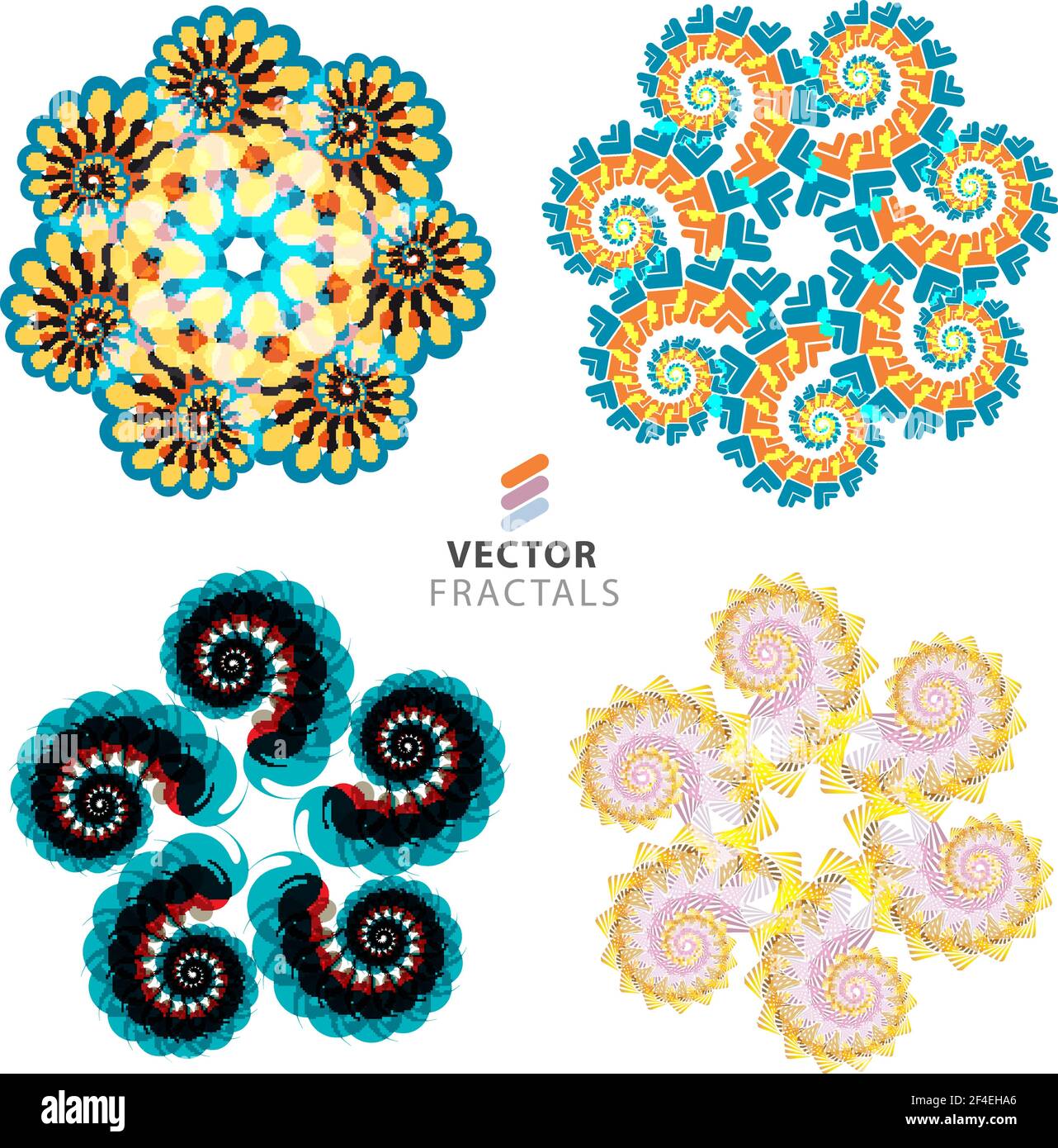 Vector colorful fractal flower creative design collection Stock Vector ...
