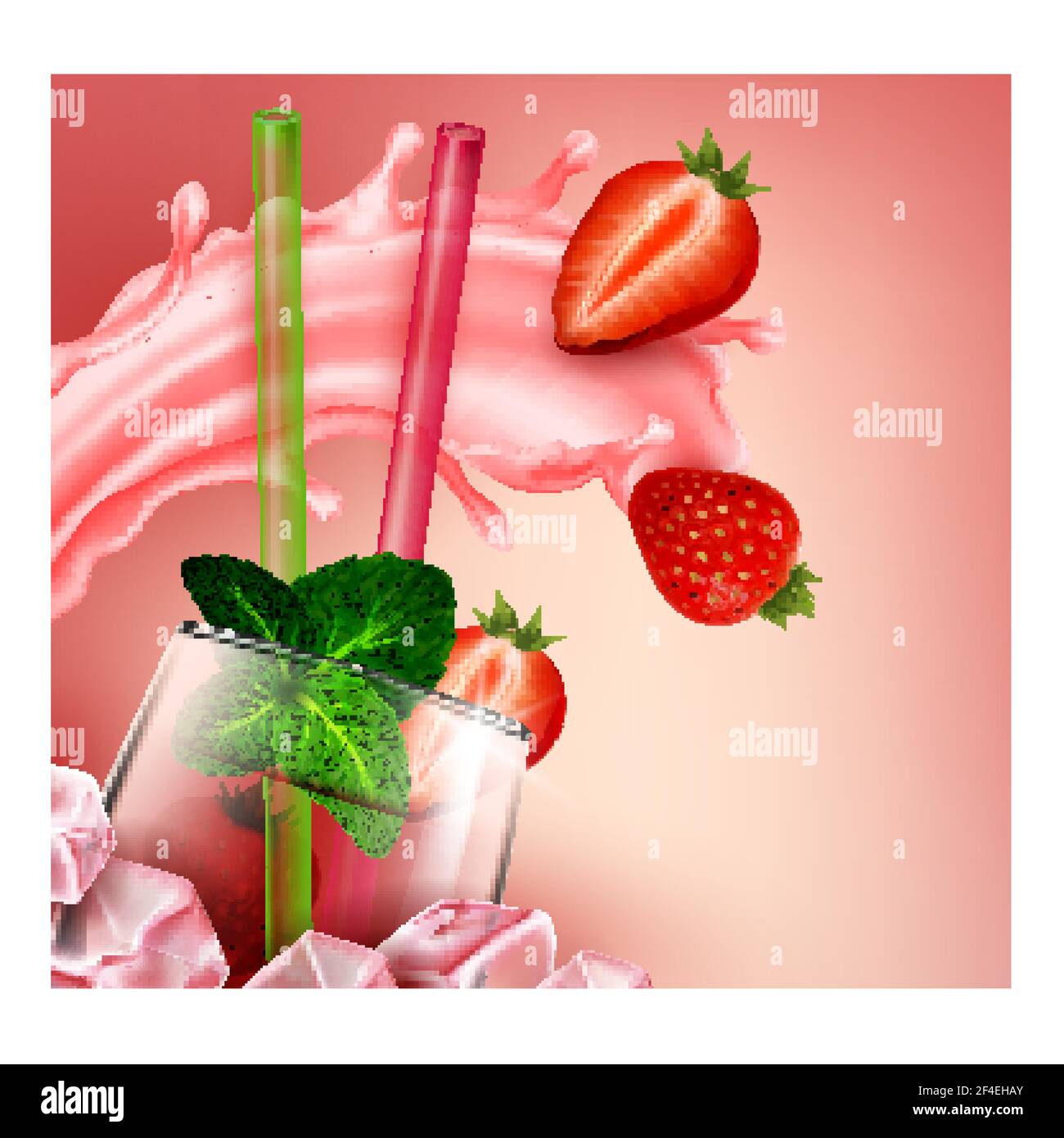 Berry Cocktail Creative Promotional Banner Vector Illustration Stock ...