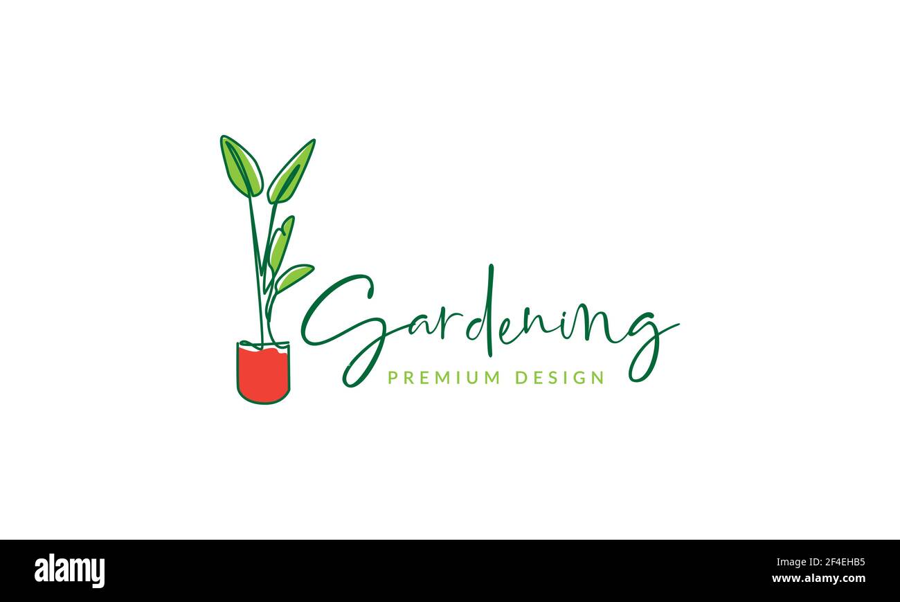 beautiful plant gardening colorful feminine logo vector symbol icon ...