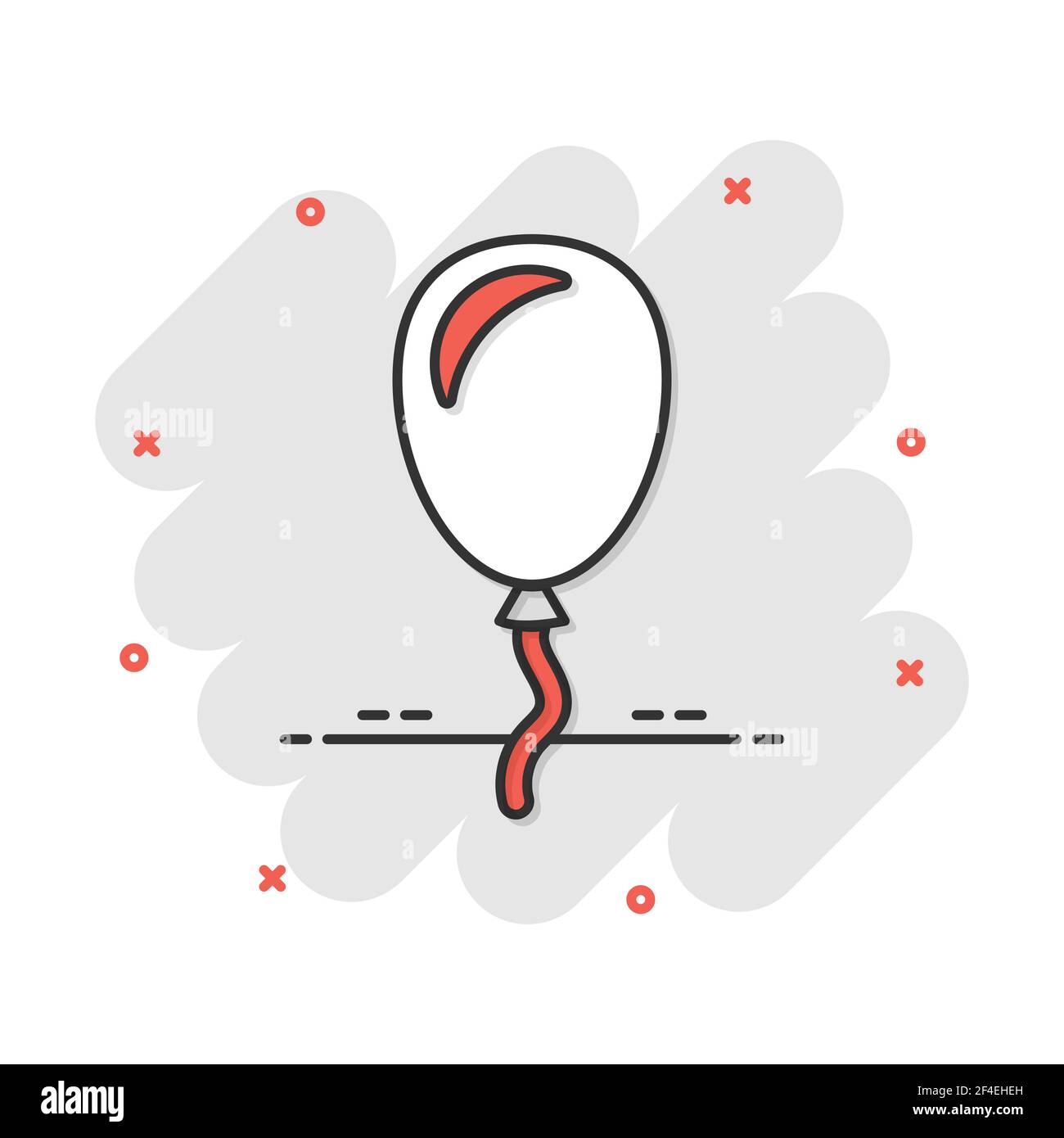 Vector cartoon air balloon icon in comic style. Birthday baloon concept ...