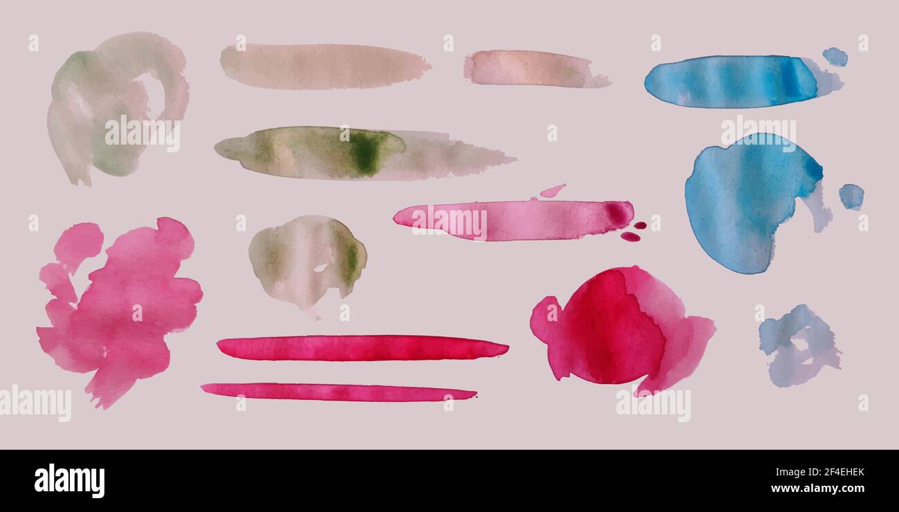 Hand painted watercolor stains collection Vector illustration Stock ...