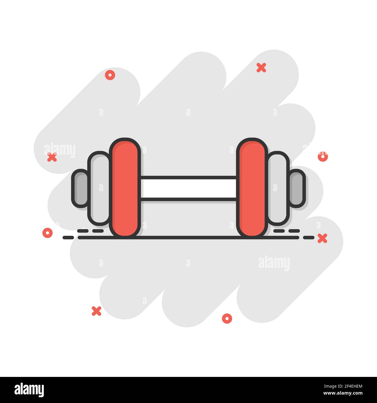 Vector cartoon dumbbell fitness gym icon in comic style. Barbell ...
