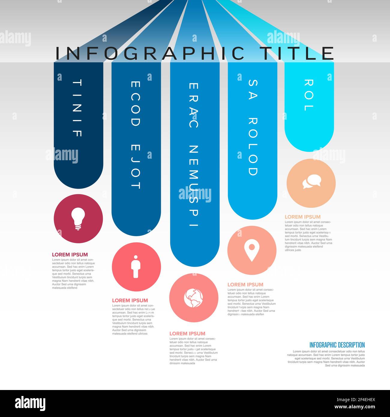 Vector multipurpose Infographic template made from five green curved ...