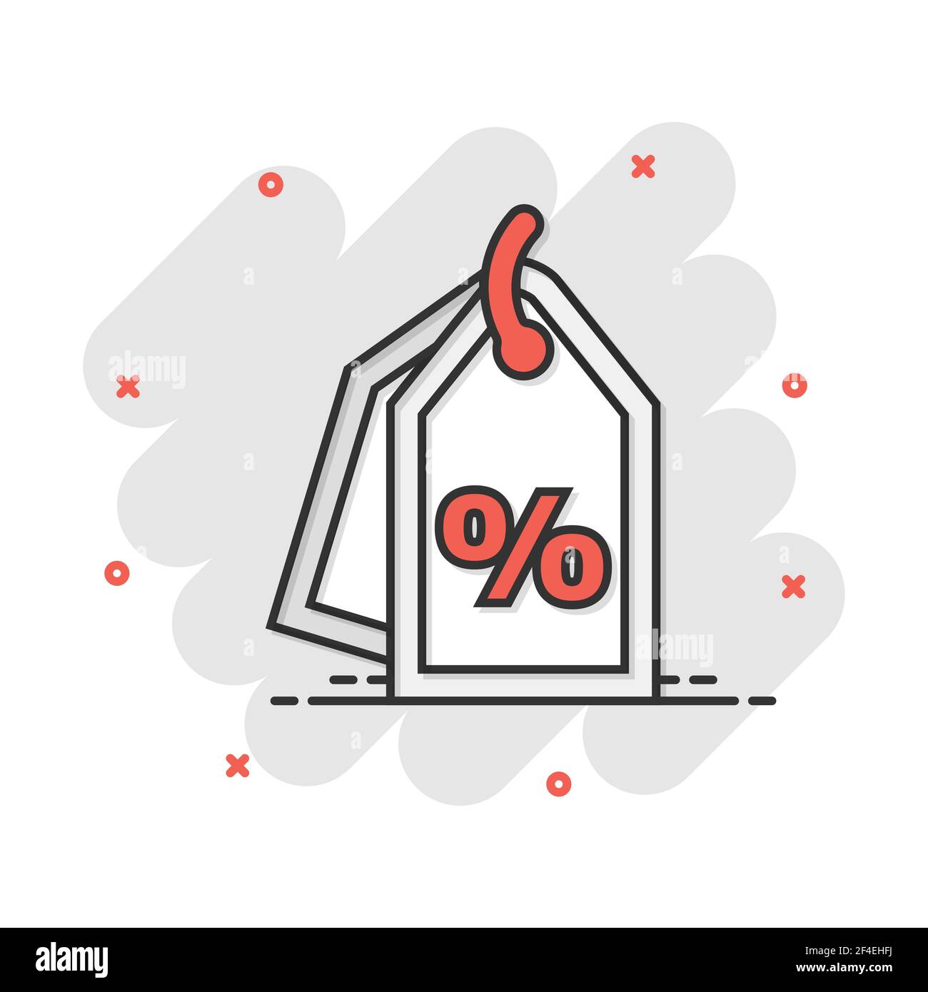 Vector cartoon discount percent tag icon in comic style. Price sale ...