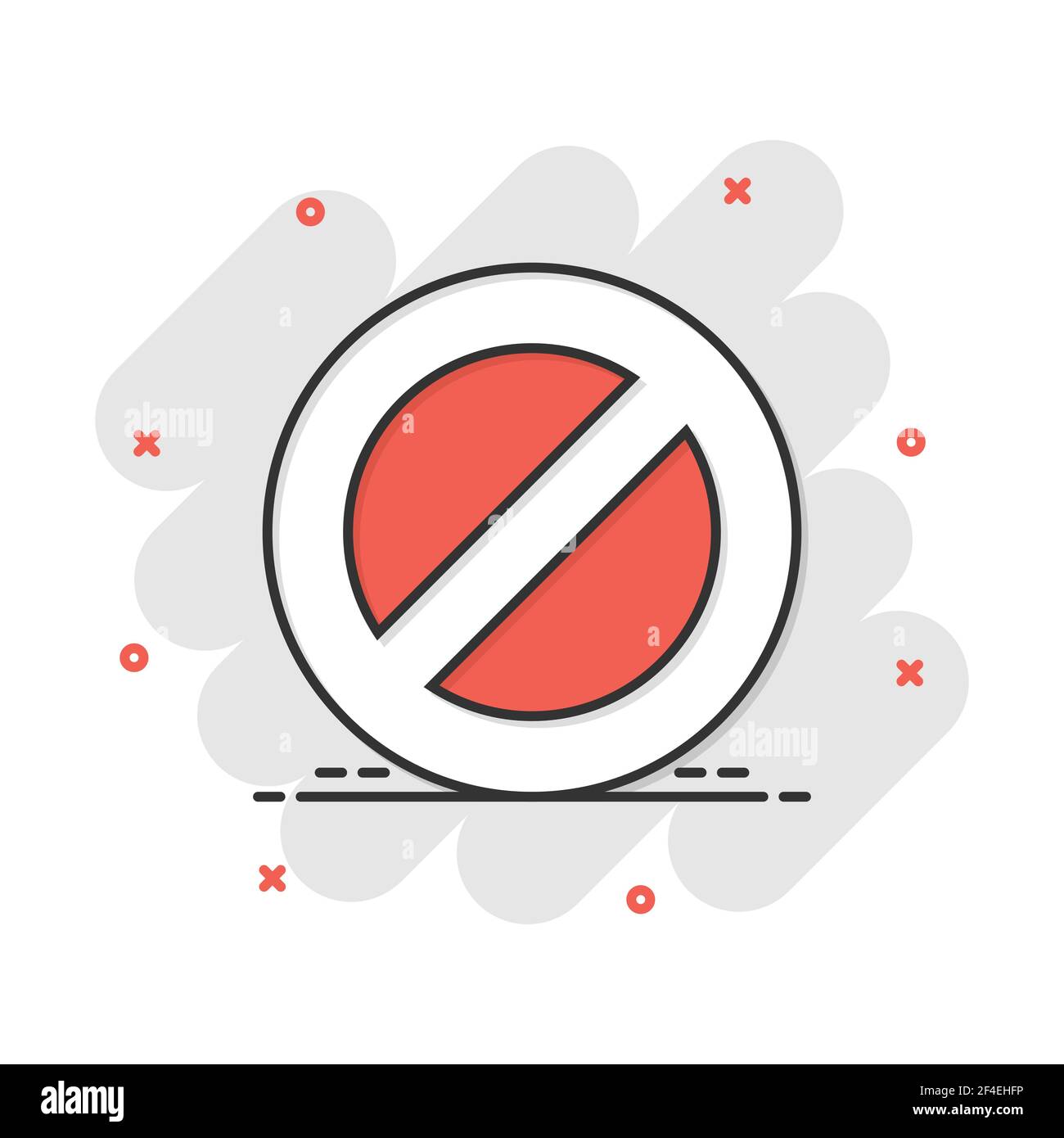 Vector cartoon stop sign icon in comic style. Danger symbol concept ...