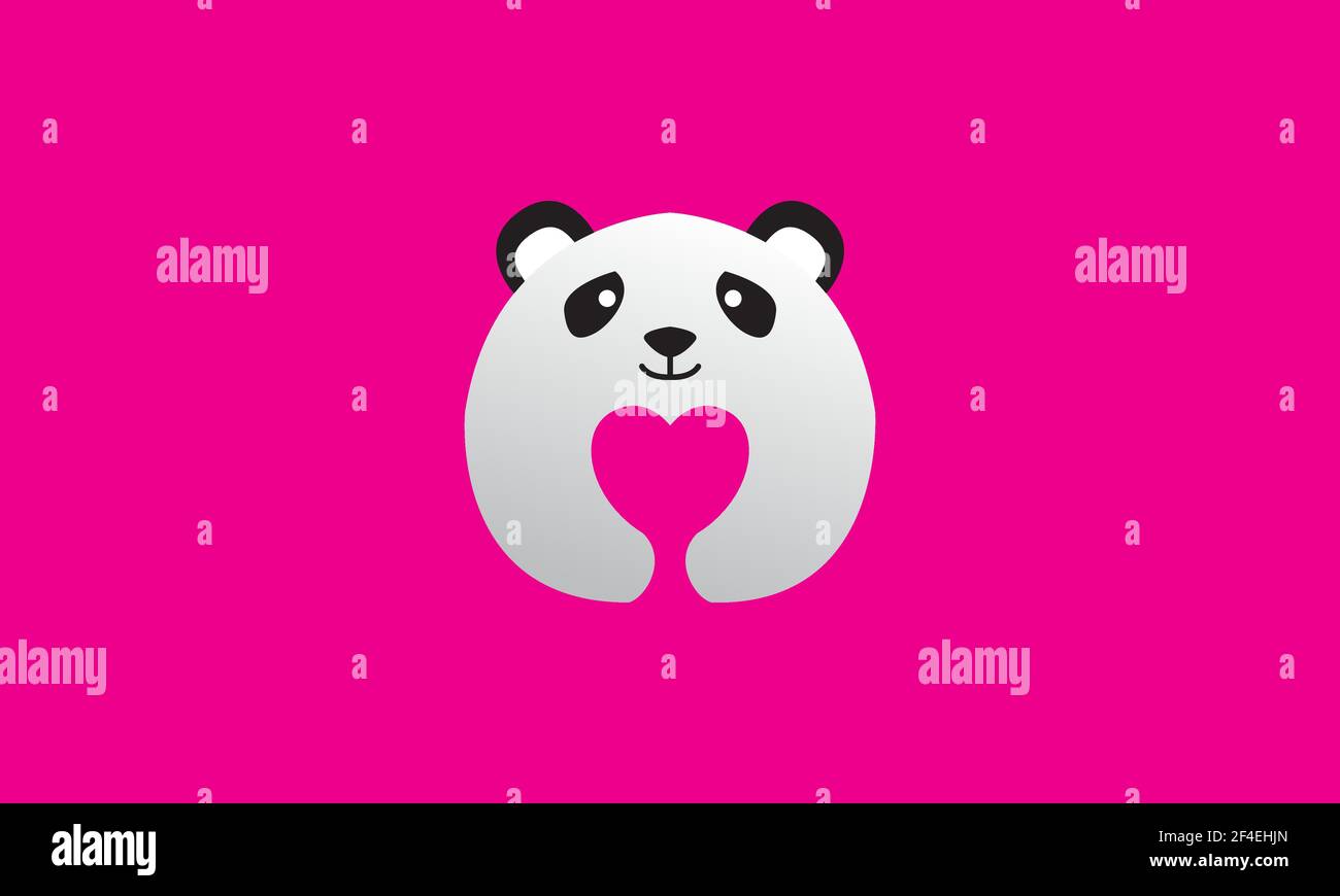 Cute Panda Hug Love Logo Vector Symbol Icon Design Illustration Stock