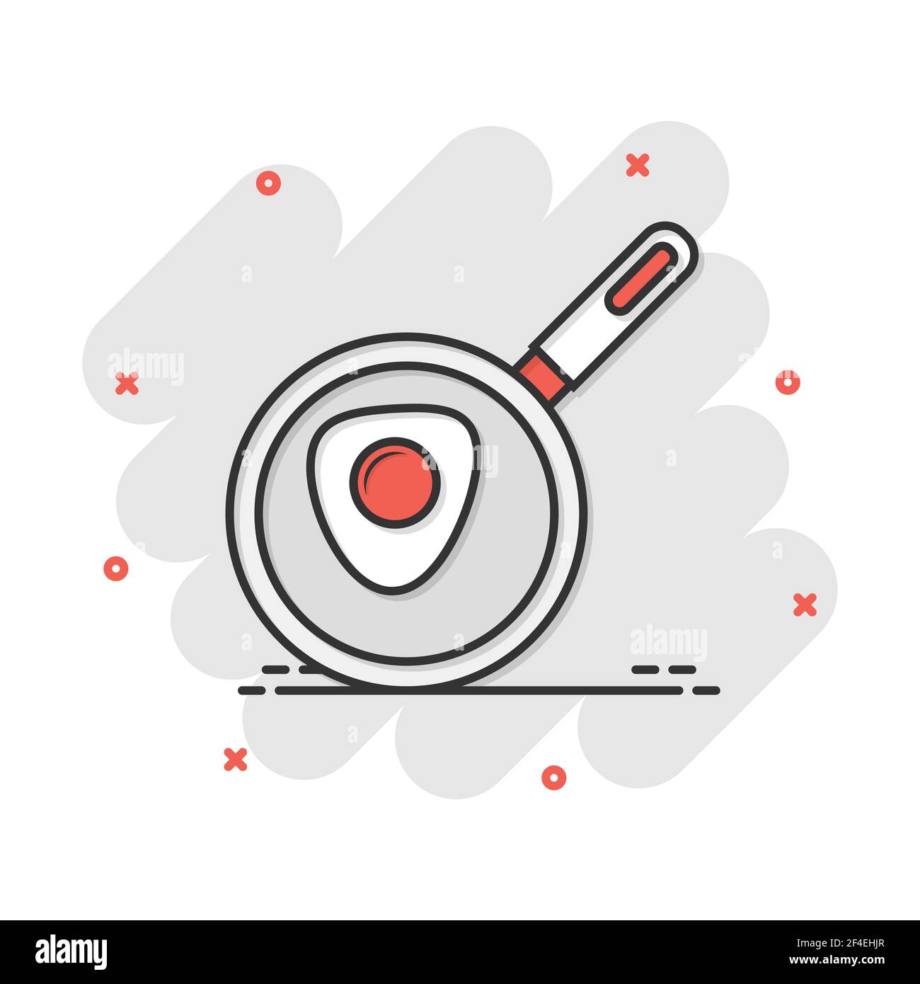 Vector cartoon frying pan icon in comic style. Cooking pan concept ...