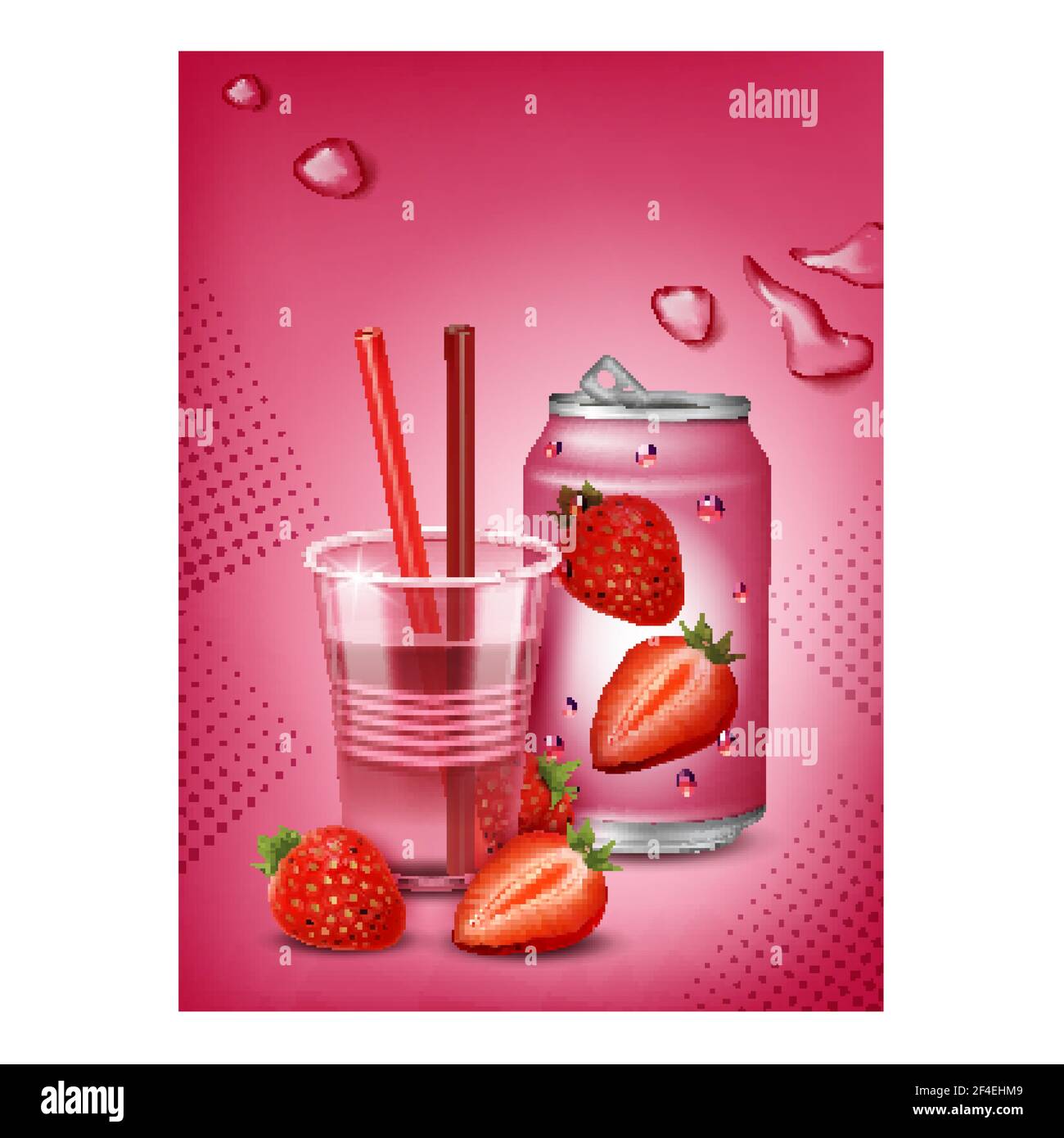 Strawberry Drink Creative Promo Banner Vector Illustration Stock Vector ...