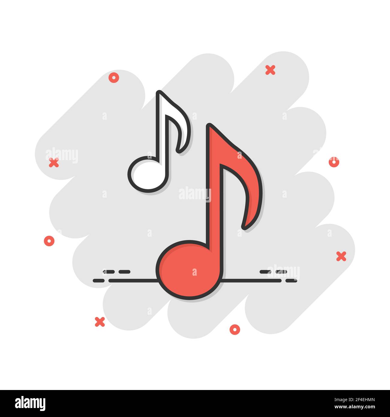 Vector cartoon music note icon in comic style. Sound media concept ...