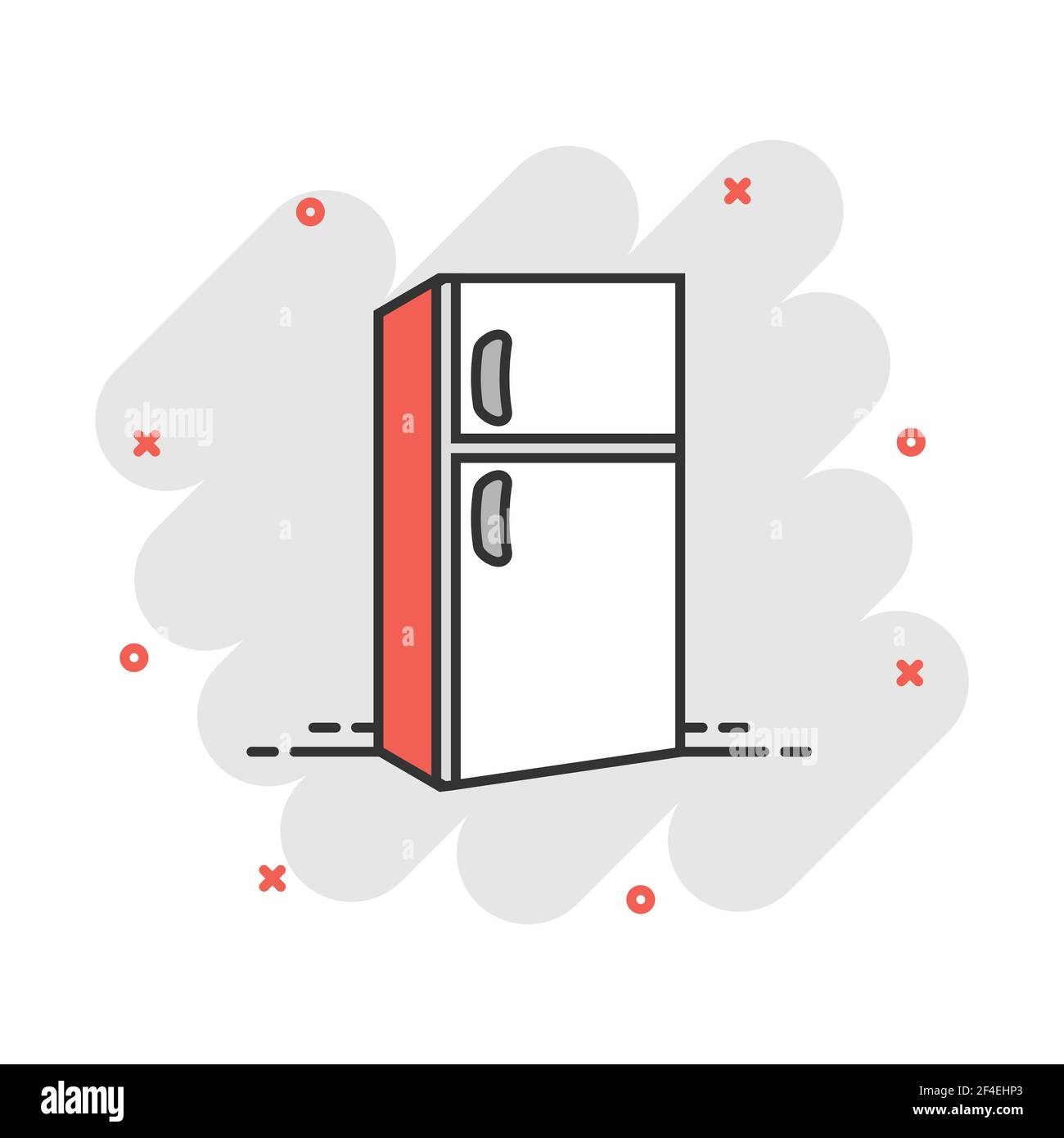 Fridge refrigerator icon in comic style. Freezer container vector ...